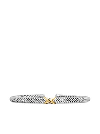 David Yurman bracelet X Classic Cable Station en or 18ct et argent sterling (4 mm)