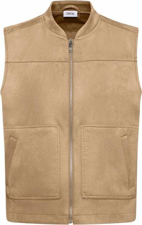 Cecil &Auml;rmellose Velours-Weste - - Jackets - Damen - Braun - S