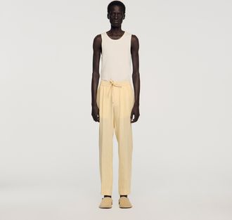 Sandro Pantalon en lin &eacute;lastiqu&eacute;