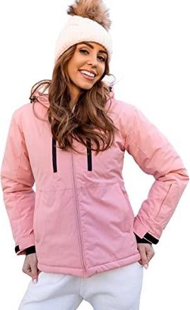 BOLF Femme Veste dhiver pour veste de ski veste de snowboard avec fermeture a glissiere et poignets de capuche loisirs de plein air HH012 Rose ciel XL [D4D