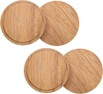 PartyKindom 4stücke Holz Deckel Für Glasbecher Kaffeebecherdeckel Becherhüllen Teetassendeckel Verschließbare Deckel Ersatzbecherdeckel Mehrzweckbecherhüllen