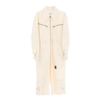 Maison Margiela Femme, Combinaisons et Ensembles, Blanc, Taille: 40 FR Combinaison Blanche en Coton Overall
