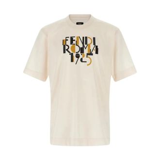 Fendi T-Shirt Comp Roma 1925 - - Tops - Herren - Beige - S