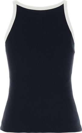 Prada Ribbed Cotton Tank Top - Navy