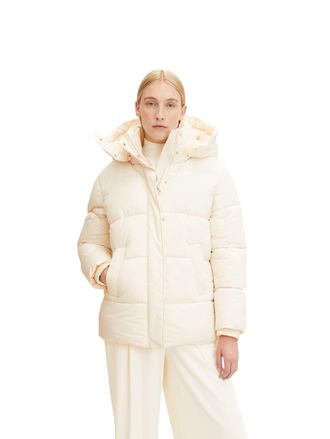 Tom Tailor Damen Pufferjacke mit Kapuze 1032483, 28130 - Soft Buttercream, 3XL