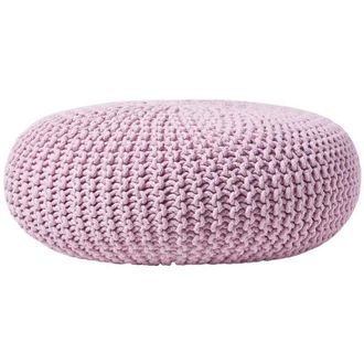 Homescapes Großer Strickpouf 100% Baumwolle, rosa - Homescapes