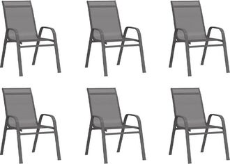 vidaXL Vidaxl - Chaises empilables de jardin 6 pcs Gris Tissu textilène