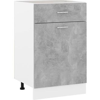 vidaXL Vidaxl - Armoire de plancher &agrave; tiroir Lyon 50x46x81,5 cm - Bois ding&eacute;nierie - 1 tiroir et 2 &eacute;tag&egrave;res - Couleur gris b&eacute;ton