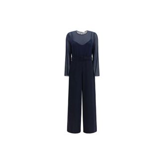 P.A.R.O.S.H. P.a.r.o.s.h., Femme, Combinaisons et Ensembles, Bleu, Taille: 42 FR Combinaison en polyester avec devant boutonn&eacute; et poches