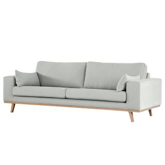 M&oslash;rteens home24 3-Sitzer Sofa Grau/Grau Baumwollstoff Vele 237 x 81 x 88cm Buche Hell Modern