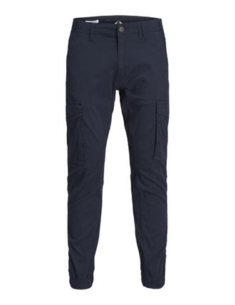Jack & Jones Herren Jack & Jones Hose Cargo Jogger Pants Paul Flake AKM 542 Twill Gummibund, Farben:Navy, Größe Hosen:27W / 30L