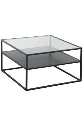Boxxx Couchtisch, Schwarz, Metall, Holzwerkstoff, quadratisch, eckig, Flachrohr, 70x43x70 cm, Bsci, offenes Fach, einfacher Aufbau, Wohnzimmer, Wohnzimmerti