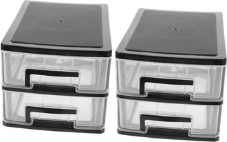 Artibetter 2 Stück Teiliges Stapelbares Transparentes Schubladen Organizer Kompakte Mini aufbewahrungsbox aus Kunststoff für Schreibtisch Platzsparend Klar Sicht