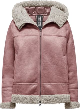 Bomboogie Femme, Vestes, Rose, Taille: 42 FR Veste &agrave; capuche effet peau de mouton retourn&eacute;e