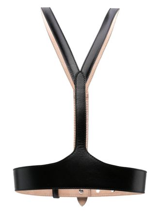 Alexander McQueen ceinture V Harness en cuir - Noir