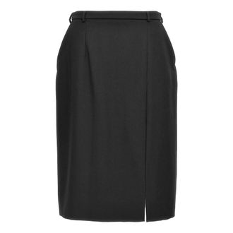 Dolce & Gabbana Wadenlanger Rock aus Wollgabardine mit Schlitz - - Skirts - Damen - Schwarzk - XL