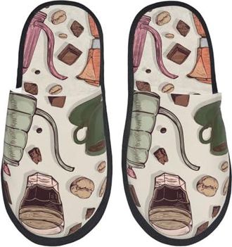 Generic Pantoufles Caf&eacute; Vintage Unisexe Pantoufles De Maison Lavables Chaussons DInt&eacute;rieur Pour Chambre Femmes Camping M