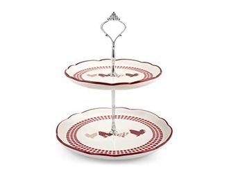 hOme Home Country Etagere 2st&ouml;ckig, Metall, Rot/Elfenbein