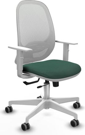 Piqueras y Crespo Gepolsterter B&uuml;rostuhl mit wei&szlig;en Armlehnen, h&ouml;henverstellbare Lendenwirbelst&uuml;tze, ausgestattet mit Syncro/Traslack und Schneidschaum, Wei&szlig;/Flaschengr