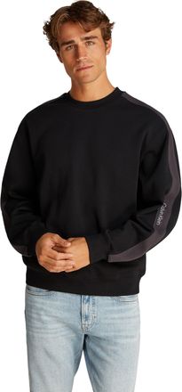 Calvin Klein Herren Sweatshirt Logo Tape Crew Neck Relaxed Fit, Schwarz (Ck Black), XXL