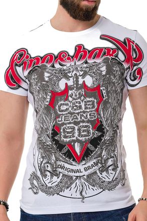 Cipo & Baxx Herren T-Shirt Freizeit Sommer T-Shirt CT716 White XXL