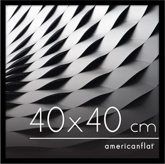 Americanflat Bilderrahmen 40x40 cm aus Kunststoff - schmaler Bilderrahmen quadratisch 40x40 cm mit Plexi-Scheibe - Fotorahmen mit integrierter Aufh&auml;ngung f&uuml;r Wandm