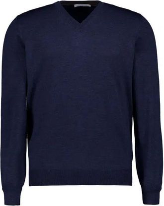 Gran Sasso Herren Pullover blau Merinowolle unifarben