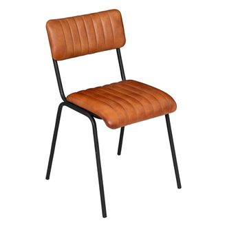 Atmosphera Atmosphera - Stapelbarer Stuhl Dario, cognacfarbenes Leder und Metall, Vintage-Stil - F&uuml;r Wohnzimmer, B&uuml;ro, Esszimmer