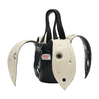 Charles Jeffrey Loverboy Unisex Wing-Detail Calfskin Bucket Bag Black