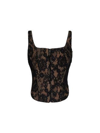 Self Portrait Womens Corset Top Black Lace Polyamide Tops