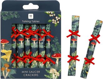 Talking Tables Umweltfreundliche Knallbonbons mit Untertasse, Mini, Pilz-Design, enth&auml;lt Witz/Fragen, plastikfrei, recycelbares Geschirr f&uuml;r Weihnachten, Boxtag, Gr&ouml;