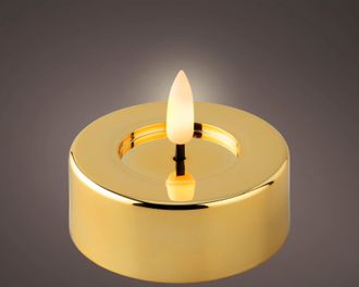 Lumineo LED Teelicht Gold/warmes Weiss 3cm Set2