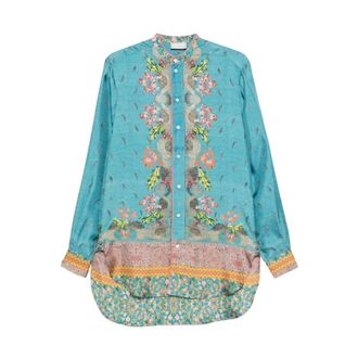 Pierre-Louis Mascia Aloe Bedrucktes Seidenhemd - - Blouses & Shirts - Damen - Blau - S