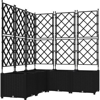 vidaXL Vidaxl - Bac &agrave; fleurs avec Treillis 5 pcs Noir 120 x 120 x 143 cm pp