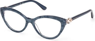 Guess Monture Optique Oeil de Chat - Femme - Accessoires - Bleu - Taille: 52 MM