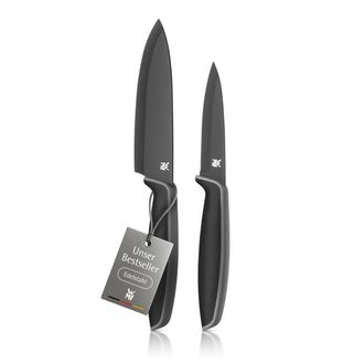 WMF Touch Messerset 2-teilig, K&uuml;chenmesser mit Schutzh&uuml;lle, Messer Set Spezialklingenstahl antihaftbeschichtet, scharf, Kochmesser, Gem&uuml;semesser, schwarz
