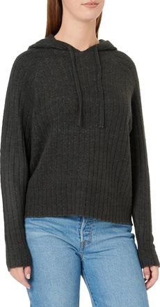 Vero Moda Damen Vmlulu Lefile Hood Blouse Boo Pullover, Dark Grey Melange, XS EU