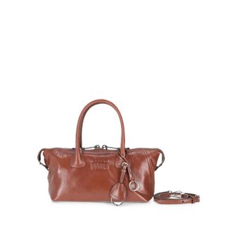 Miu Miu Logo-embossed Leather Tote Bag