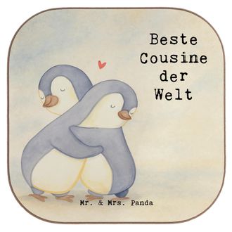 Mr. & Mrs. Panda gl&auml;seruntersetzer Pinguin Beste Cousine der Welt Design - Geschenk, Kousine, Untersetzer, Geschenkidee, Verwandtschaft, Familie, f&uuml;r Gl&auml;ser, Cousin, G