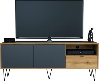 Vladon TV-Board Marino, Lowboard mit 2 Türen Anthrazit matt und 1 Schublade Eiche Evoke, Made in Germany, Korpus Eiche Evoke (152,5 x 60,5 x 37 cm)