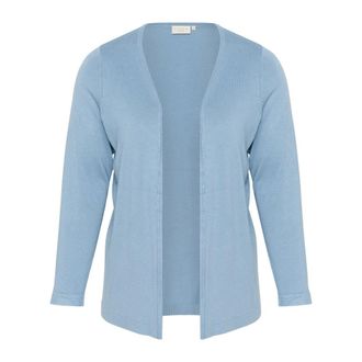 Kaffe Curve Femme, Pulls, Bleu, Taille: 38 FR Gilet ouvert devant Faded Denim