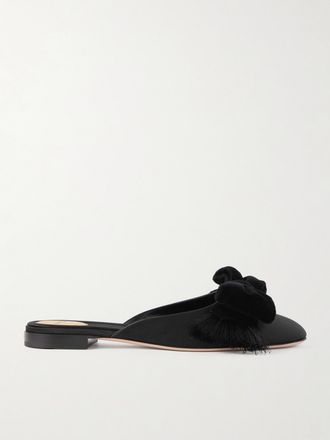 Valentino Garavani Reinette Slippers Aus Satin Mit Samtschleife - Schwarz