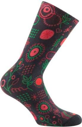 Kindy Mi-chaussettes imprim&eacute;es all over pop viscose de bambou - couleur - Noir orange - Pointure - 37-41
