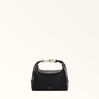 Furla Tonie Schultertasche Xl Nero Schwarz Weiches Strukturiertes Ares Leder Damen