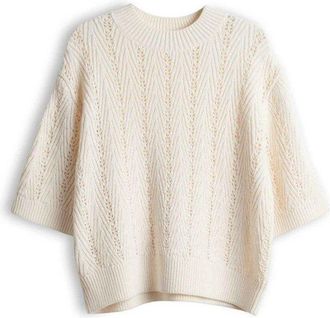 OPUS Kurzarmpullover mt Ajourstrickmuster Regular Fit Vielseitig kombinierbar f&uuml;r casual Looks