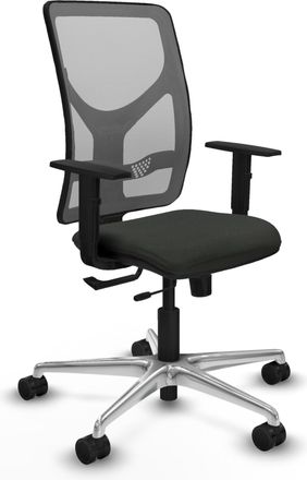 Piqueras y Crespo Schwarzer B&uuml;rostuhl mit 1D-Armlehnen, h&ouml;henverstellbare Lendenwirbelst&uuml;tze, ausgestattet mit Syncro/Traslack und Schneideschaum, mit Rollen von 65 mm,