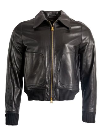 Amiri veste bomber en cuir à fermeture zippée - Noir