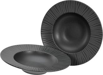 CREATABLE CreaTable, 21823, Serie Vesuvio black, 2-teiliges Geschirrset, Teller Set aus Steinzeug, spülmaschinen- und mikrowellengeeignet, Made in Portugal