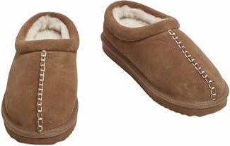 Marks and Spencer Pantoufles en daim avec doublure en fourrure synth&eacute;tique pour femme, Ch&acirc;tain, 39.5 EU