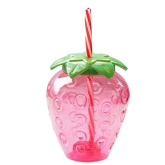 Generic Tasse in Erdbeerform - Erdbeerbecher, Trinkhalm inklusive, s&uuml;&szlig;e Trinkbecher-Wasserflasche | -Tasse, Trinkbecher als -Dekoration, Sachen mit Erdbeermot